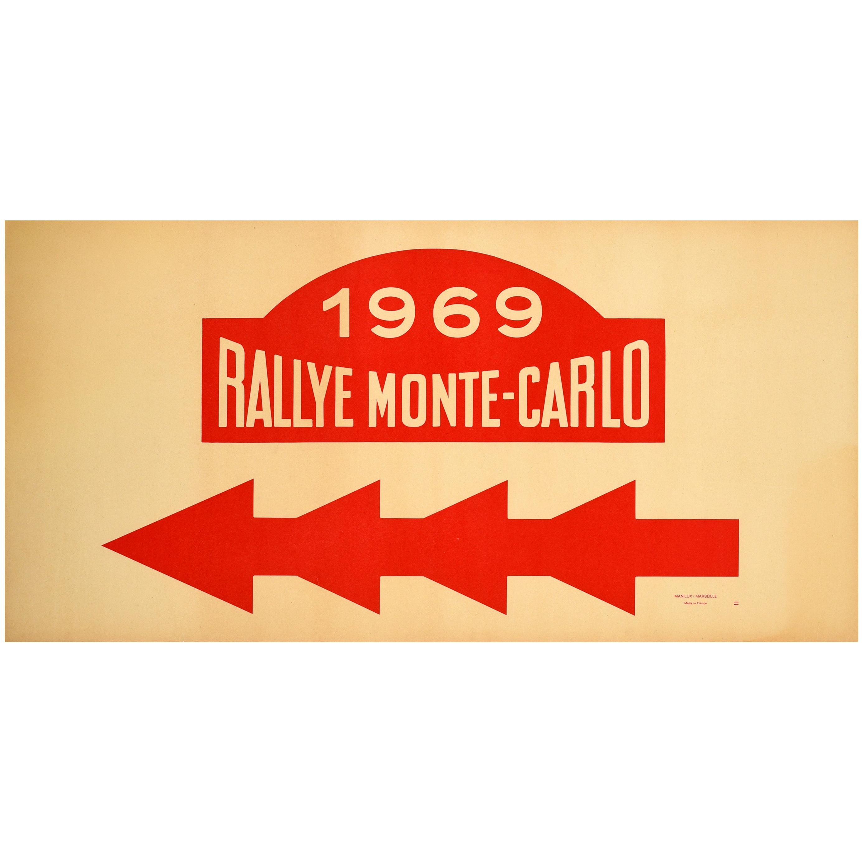 Original Vintage Poster 1969 Rallye Monte Carlo Rally Racing Motor ...
