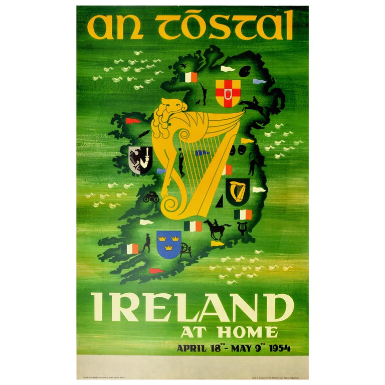 Original Vintage Poster An Tostal Ireland At Home Travel Map Festival ...