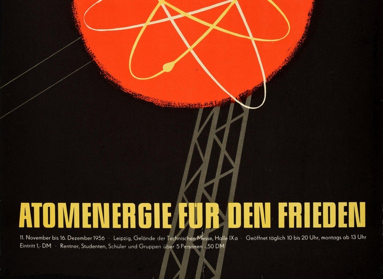 Original Vintage Poster Atomic Energy For Peace USSR Exhibition Leipzig ...