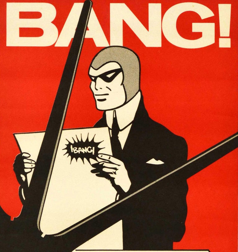 Original Vintage Poster Bang Comic Art Studies Pop Art Superhero Comic ...