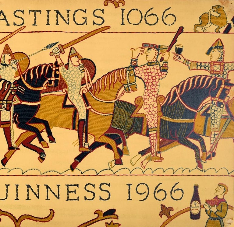 Original Vintage Poster Battle Of Hastings Guinness Beer Knights Horses ...