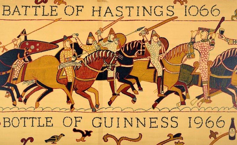 Original Vintage Poster Battle Of Hastings Guinness Beer Knights Horses ...
