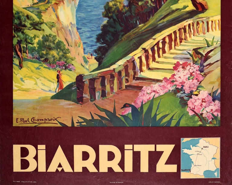 Original Vintage Poster Biarritz Basque Coast France Chemins De Fer ...