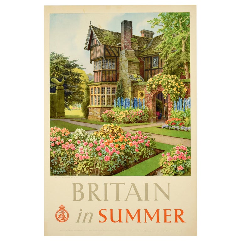 Original Vintage Poster Britain In Summer Travel Country House ...