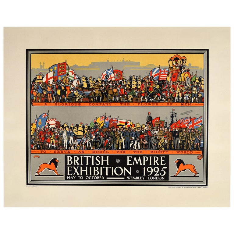 Original Vintage Poster British Empire Exhibition 1925 Wembley London ...