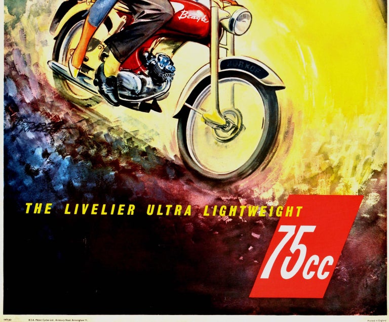 Original Vintage Poster BSA Beagle Motorcycle Art Ultra Lightweight ...