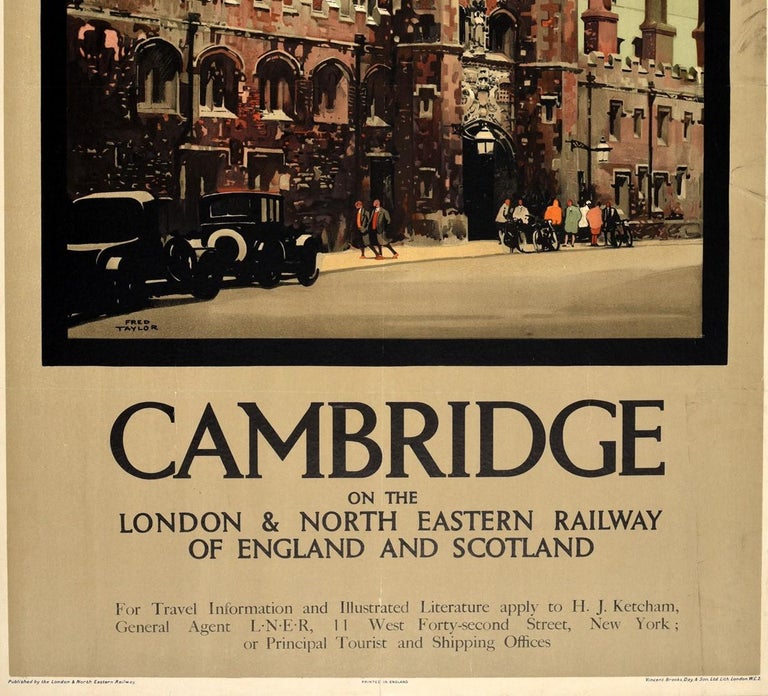 Original Vintage Poster Cambridge College University City LNER Railway ...