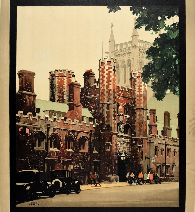 Original Vintage Poster Cambridge College University City LNER Railway ...