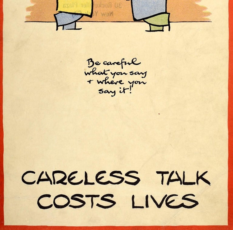 Original Vintage Poster Careless Talk Costs Lives WWII Pub Beer Design ...