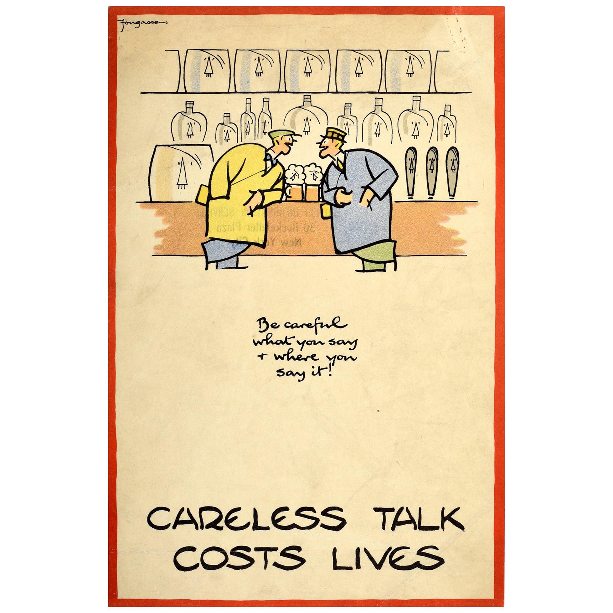 Original Vintage Poster Careless Talk Costs Lives WWII Pub Beer Design ...