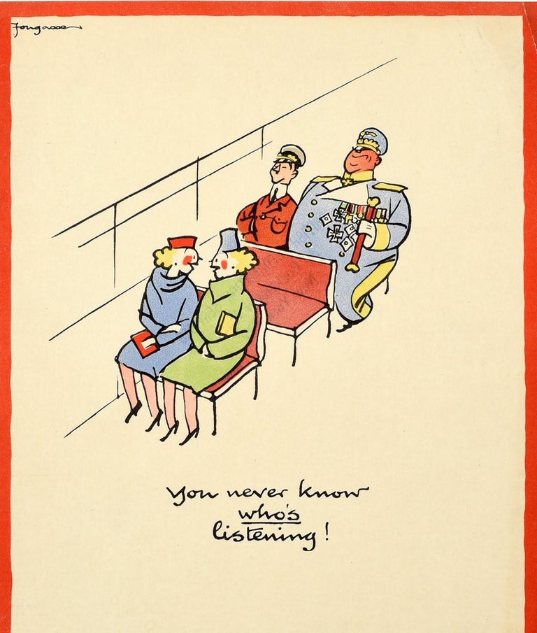 Original Vintage Poster Careless Talk Costs Lives WWII Public Bus ...