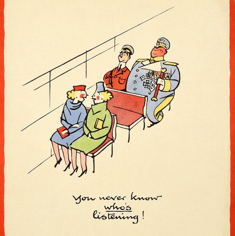 Original Vintage Poster Careless Talk Costs Lives WWII Public Bus ...