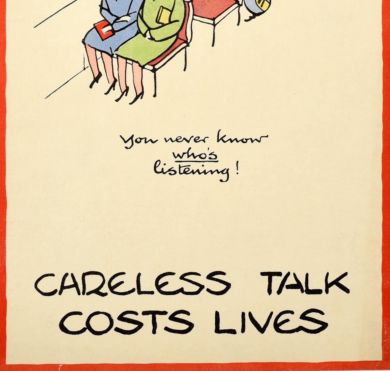 Original Vintage Poster Careless Talk Costs Lives WWII Public Bus ...