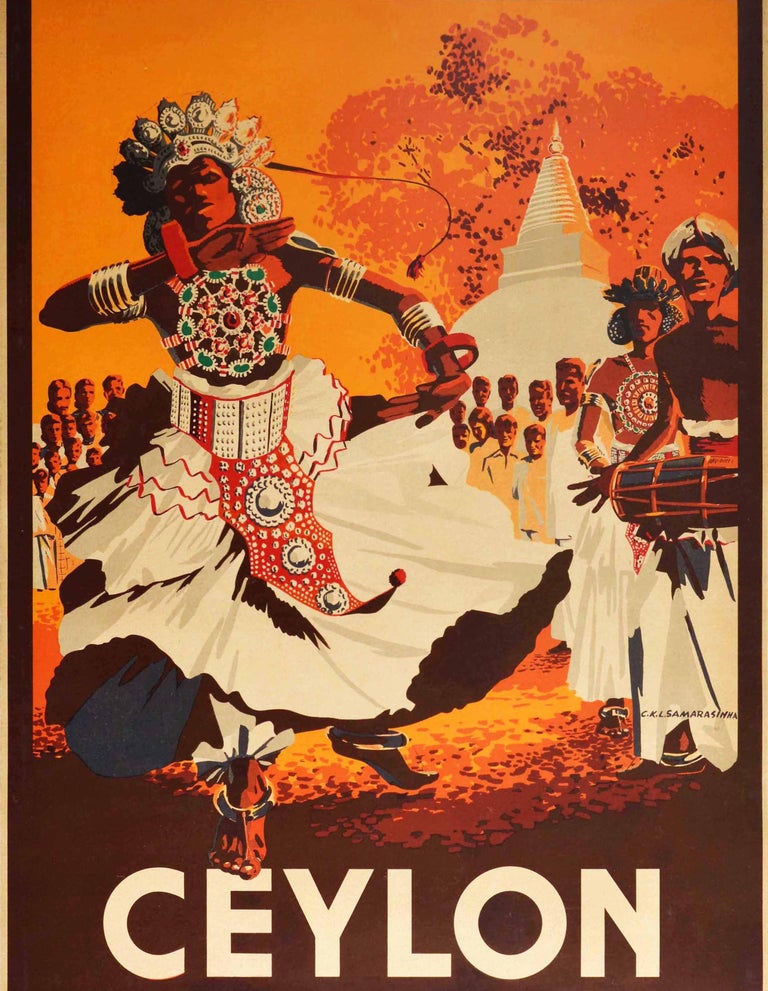 Original Vintage Poster Ceylon Land Of Song And Dance Sri Lanka Asia ...