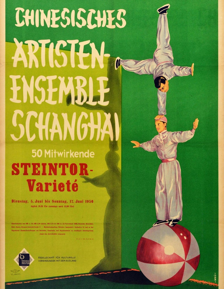 Original Vintage Poster Chinese Artists Shanghai Circus Acrobats ...