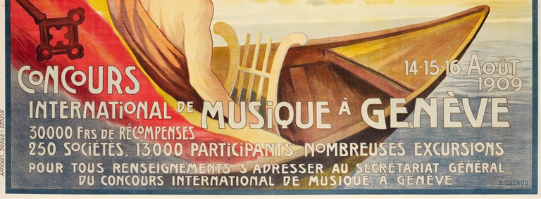 Original Vintage Poster, Concours International Music Geneva, Lyre ...