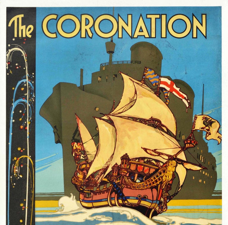 Original Vintage Poster Coronation King George VI Queen Elizabeth I ...