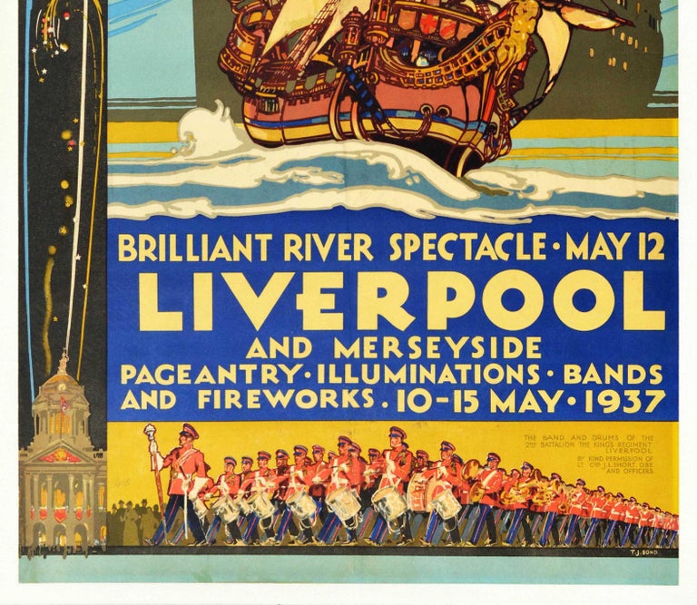 Original Vintage Poster Coronation King George VI Queen Elizabeth I ...