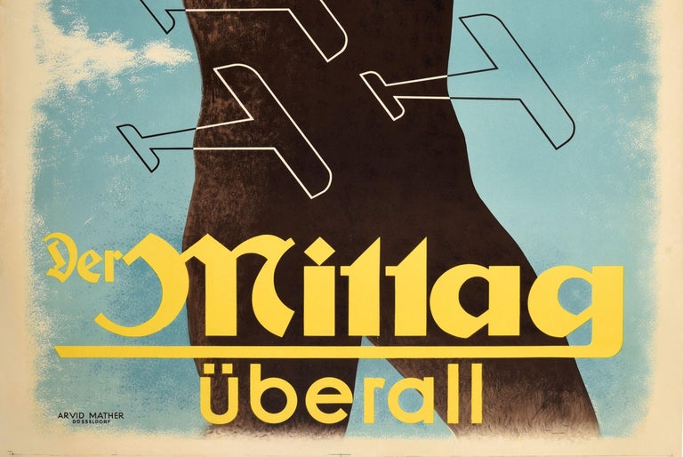 Original Vintage Poster Der Mittag Uberall Newspaper Electricity ...