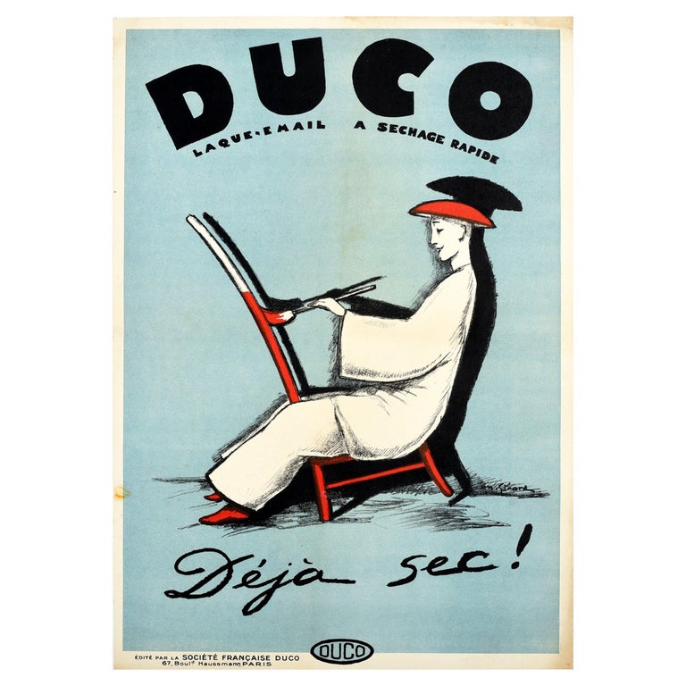 Original Vintage Poster Duco Enamel Lacquer Paint Already Dry! Deja Sec ...