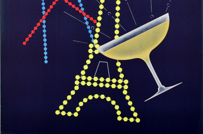 Original Vintage Poster Fly BEA To Paris Eiffel Tower Champagne ...