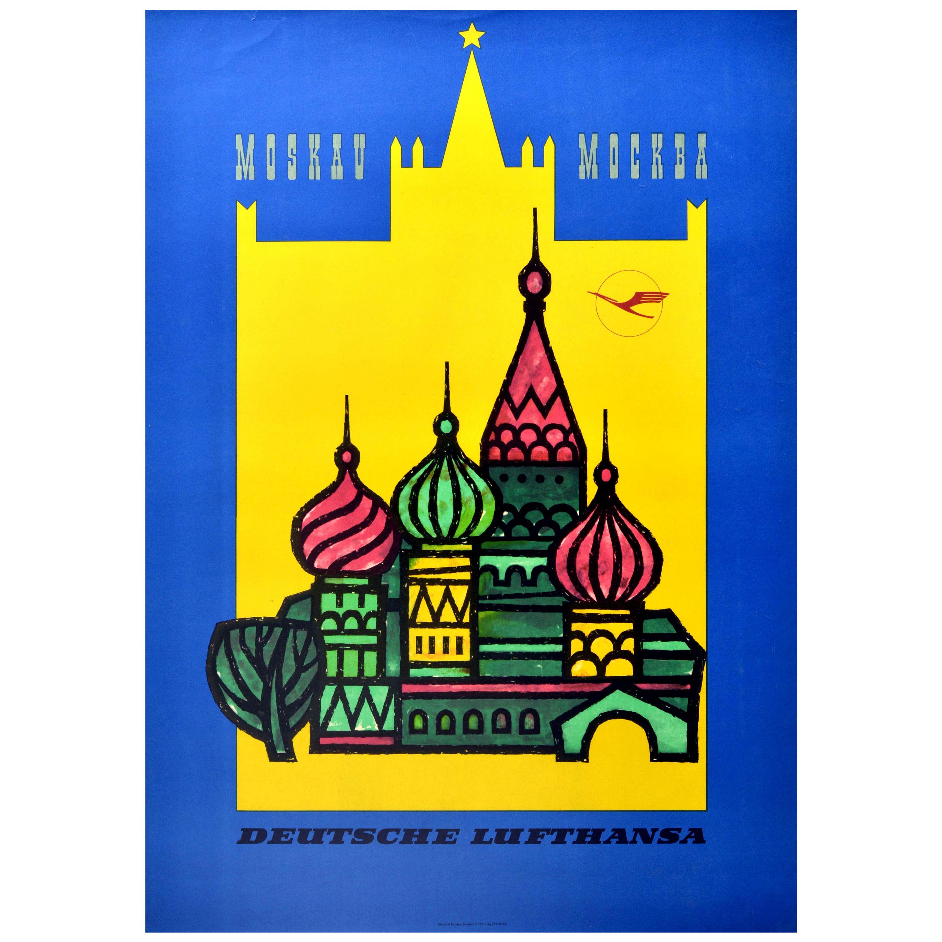 Original Vintage-Poster Deutsche Lufthansa Post Europe N. America ... Original Vintage-Poster Deutsche Lufthansa Post Europe N. America ...