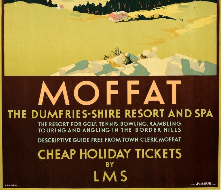 Original Vintage Poster For Moffat Dumfries Scotland Spa Golf LMS ...