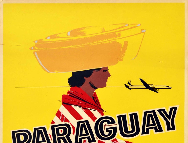 Original Vintage Poster For Paraguay Braniff Airways South America ...