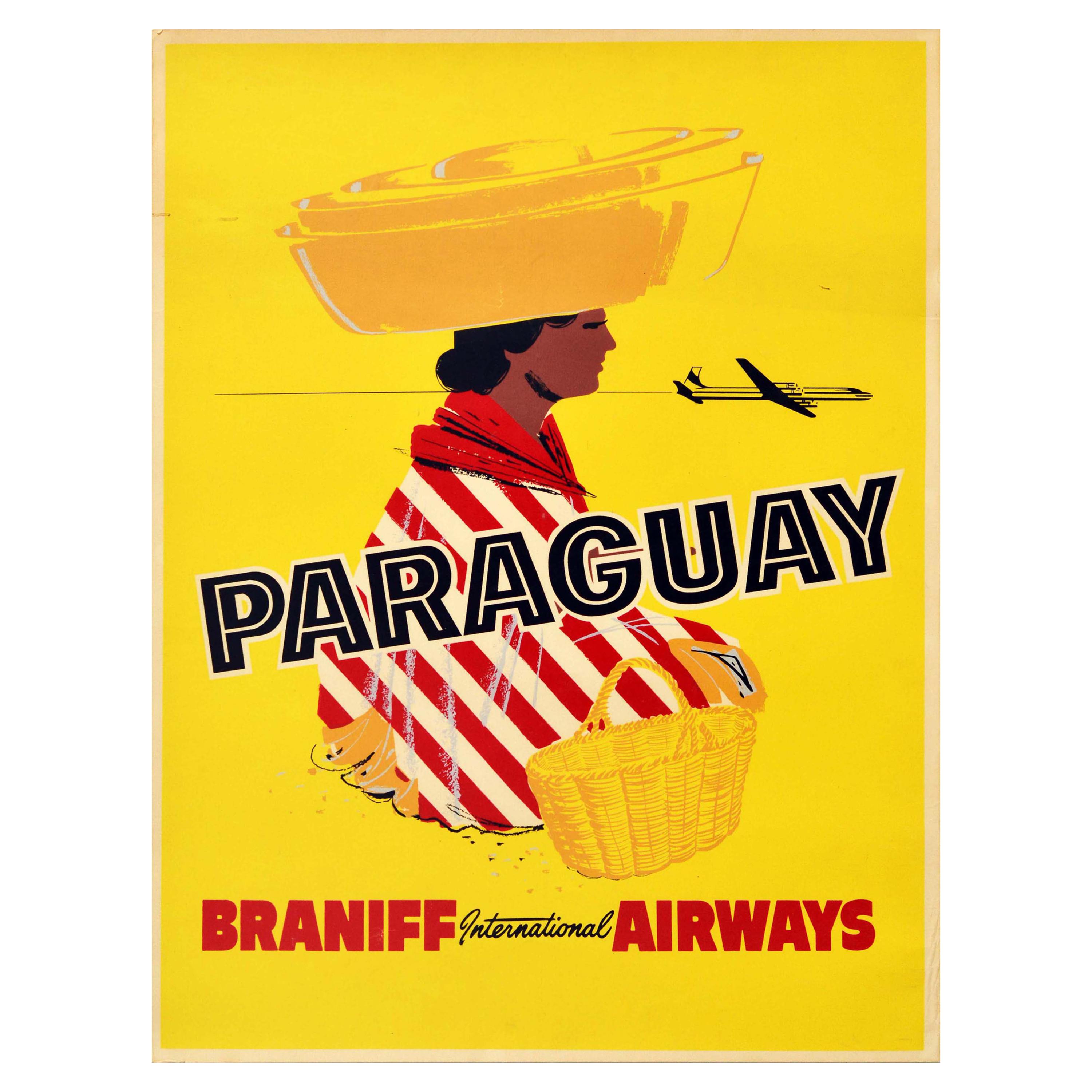 Original Vintage Poster For Paraguay Braniff Airways South America ...