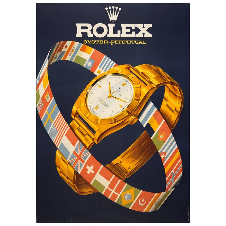 Original Vintage Poster for Rolex Oyster Perpetual Swiss Luxury Watch ...
