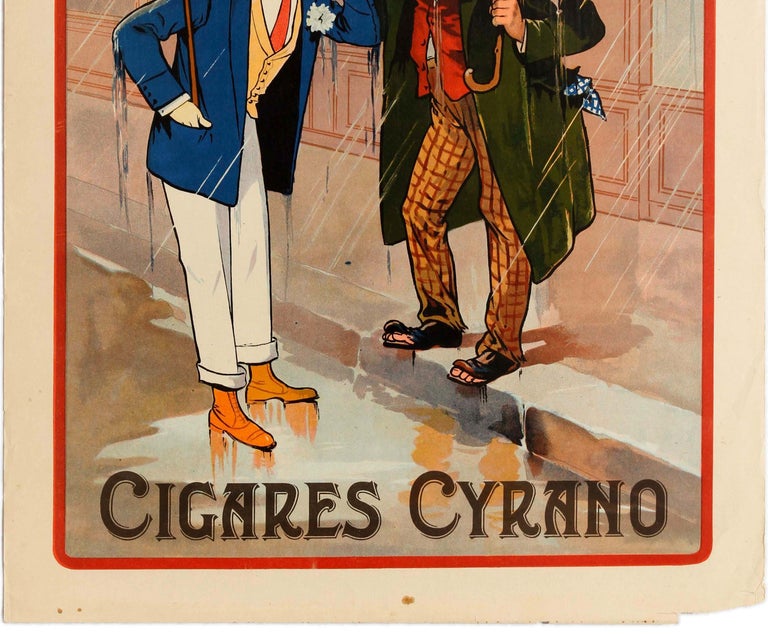 Original Vintage Poster French Advertising Cigares Cyrano Cigar Smoking ...