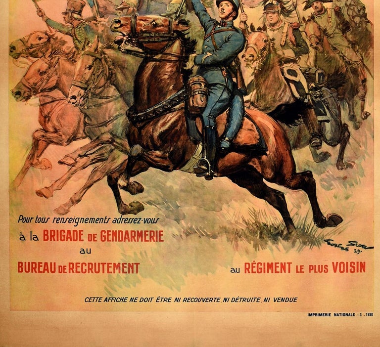 Original Vintage Poster French Military Recruitment Cavalry Regiment ...
