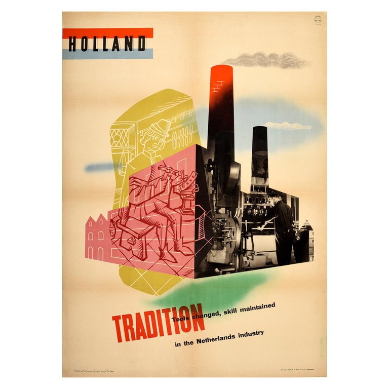 Original Vintage Poster Holland Tradition Tools Skill Netherlands
