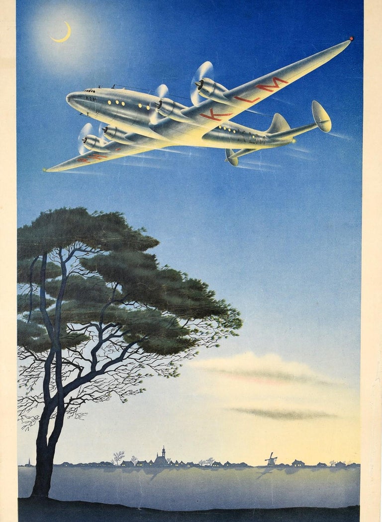 Original Vintage Poster Homeward KLM Royal Dutch Airlines Propeller ...
