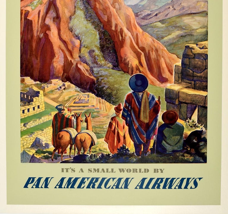 Original Vintage Poster Inca Land Small World By Pan American Macchu ...