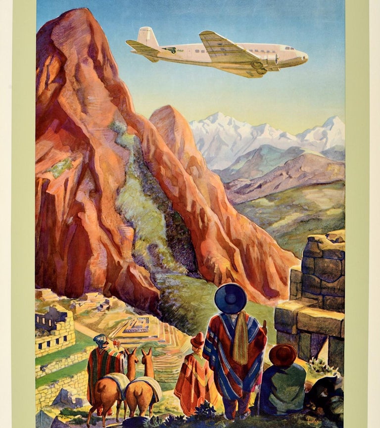 Original Vintage Poster Inca Land Small World By Pan American Macchu ...