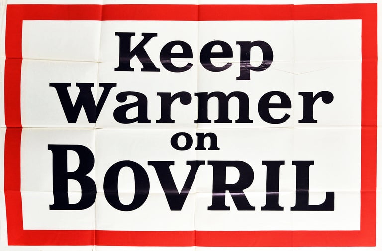 Original Vintage Poster Keep Warmer On Bovril Hot Drink Beef Extract ...