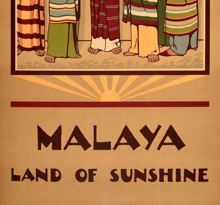 Original Vintage Poster Malaya Land Of Sunshine Malaysia Singapore ...