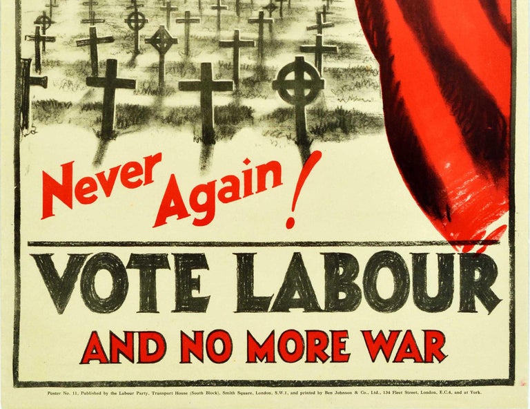 Original Vintage Poster Never Again Vote Labour And No More War UK ...