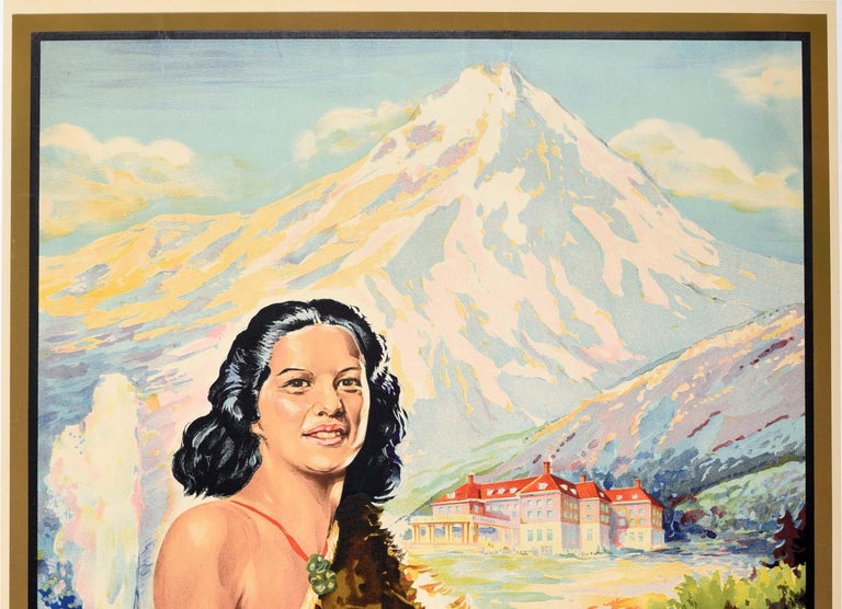 Original Vintage Poster New Zealand Wonderland Of The Pacific Maori Mt ...