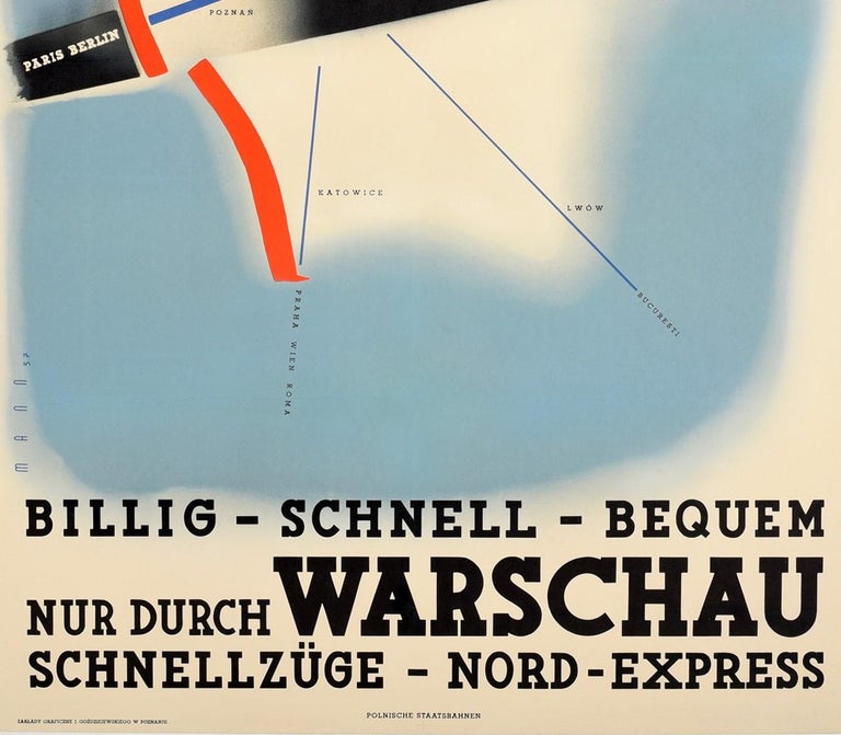 Original Vintage Poster Nord Express Far East Baltic USSR Warsaw ...