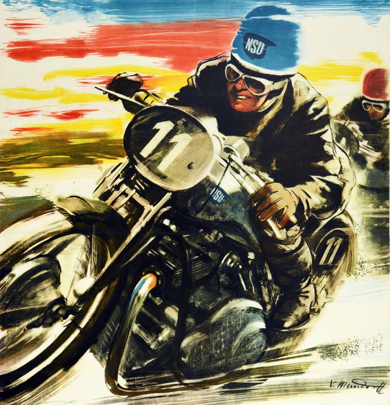 Original Vintage Poster NSU Motorcycle Racing Victorious Machines Great ...
