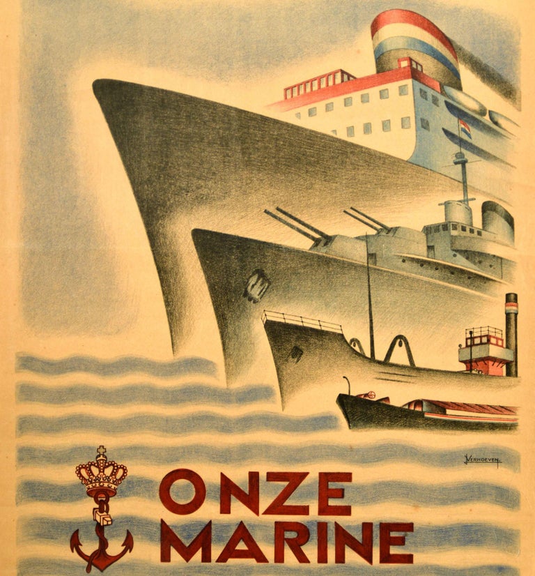 Original Vintage Poster Onze Marine Navy Maritime Exhibition Liner War ...
