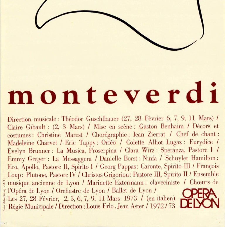 Original Vintage Poster Orfeo Monteverdi Opera De Lyon Music Greek ...