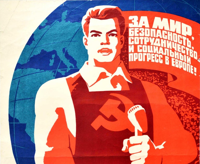 Original Vintage Poster Peace Conference Europe USSR Communist And ...