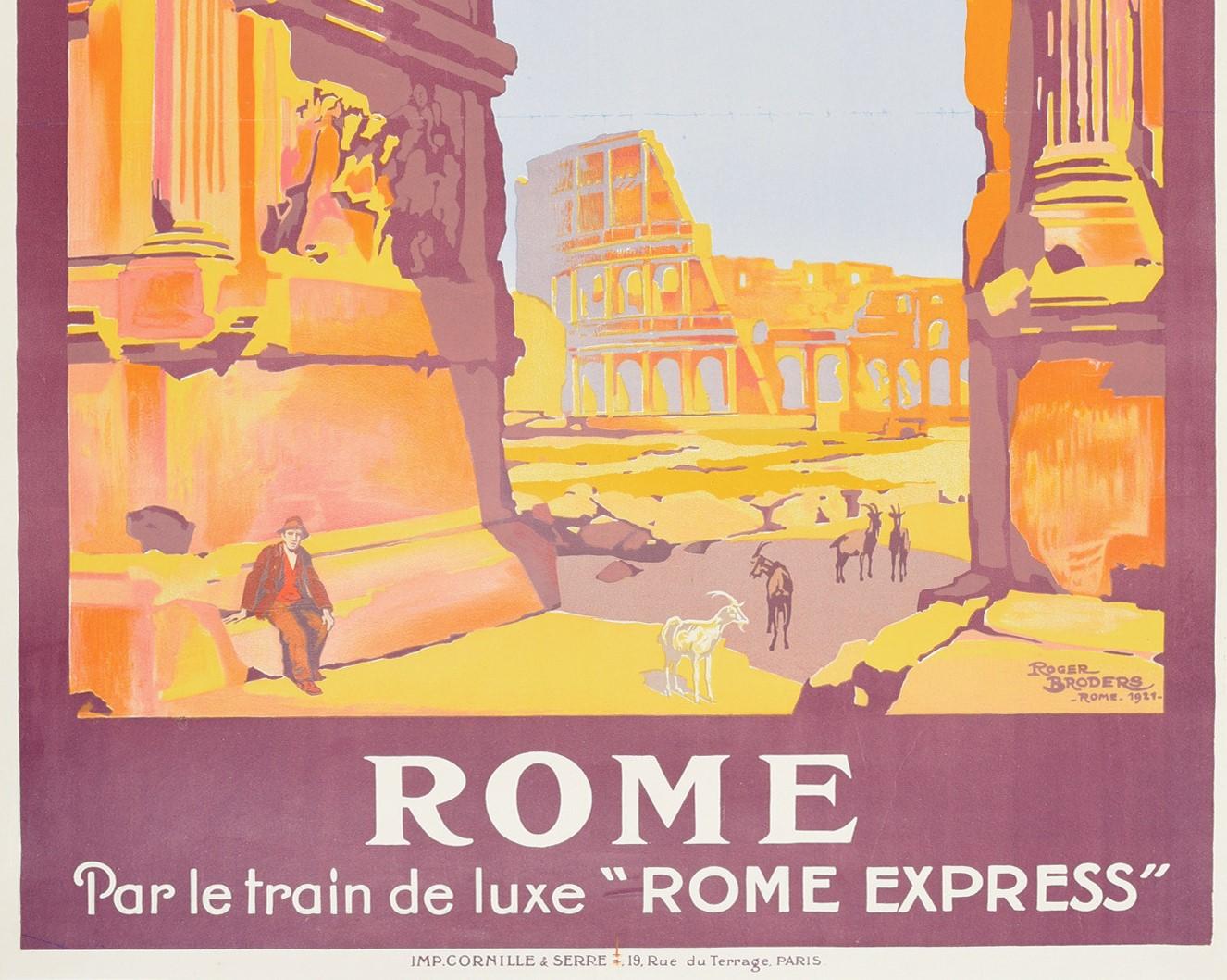 Original Vintage Poster Rome PLM Railway Travel Luxury Express Train ...