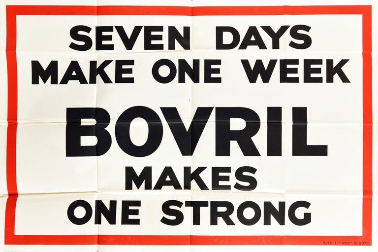 Original Vintage Poster Seven Days Make One Week Bovril Makes One ...
