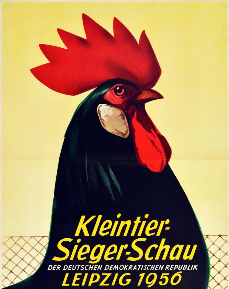 Original Vintage Poster Small Animal Show Leipzig Farm Cockerel Rooster ...