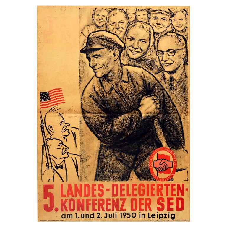 Original Vintage Poster Socialist Unity Party Of Germany SED Conference ...