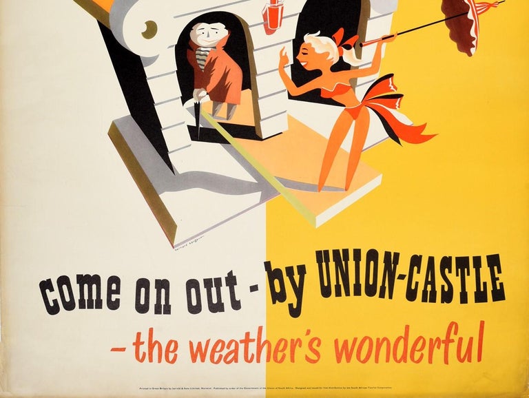 Original Vintage Poster South Africa Come On Out Union Castle Line ...